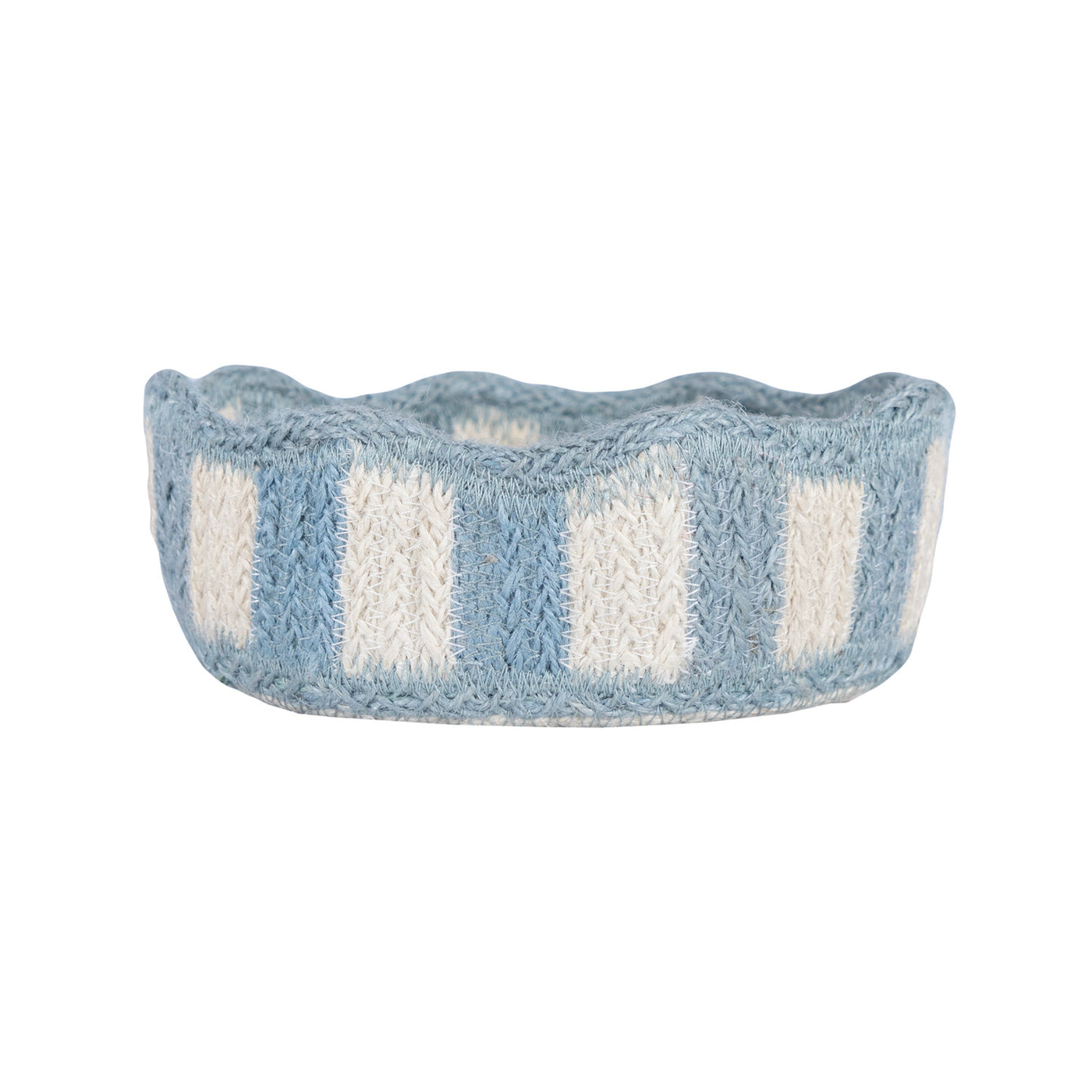Stripy Scalloped Mini Basket - Dusty Blue – Lochs & Fens